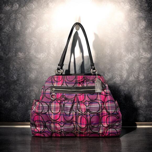 Coach | Bags | Coach Pink Purple Plaid Gabby Tote Bag H49f5480 | Poshmark